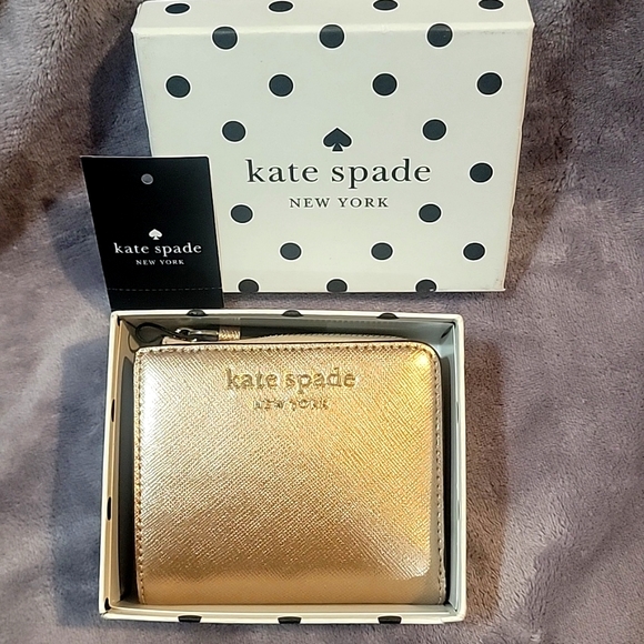 kate spade | Bags | Kate Spade Boxed Metallic Small Zip Bifold Wallet ...